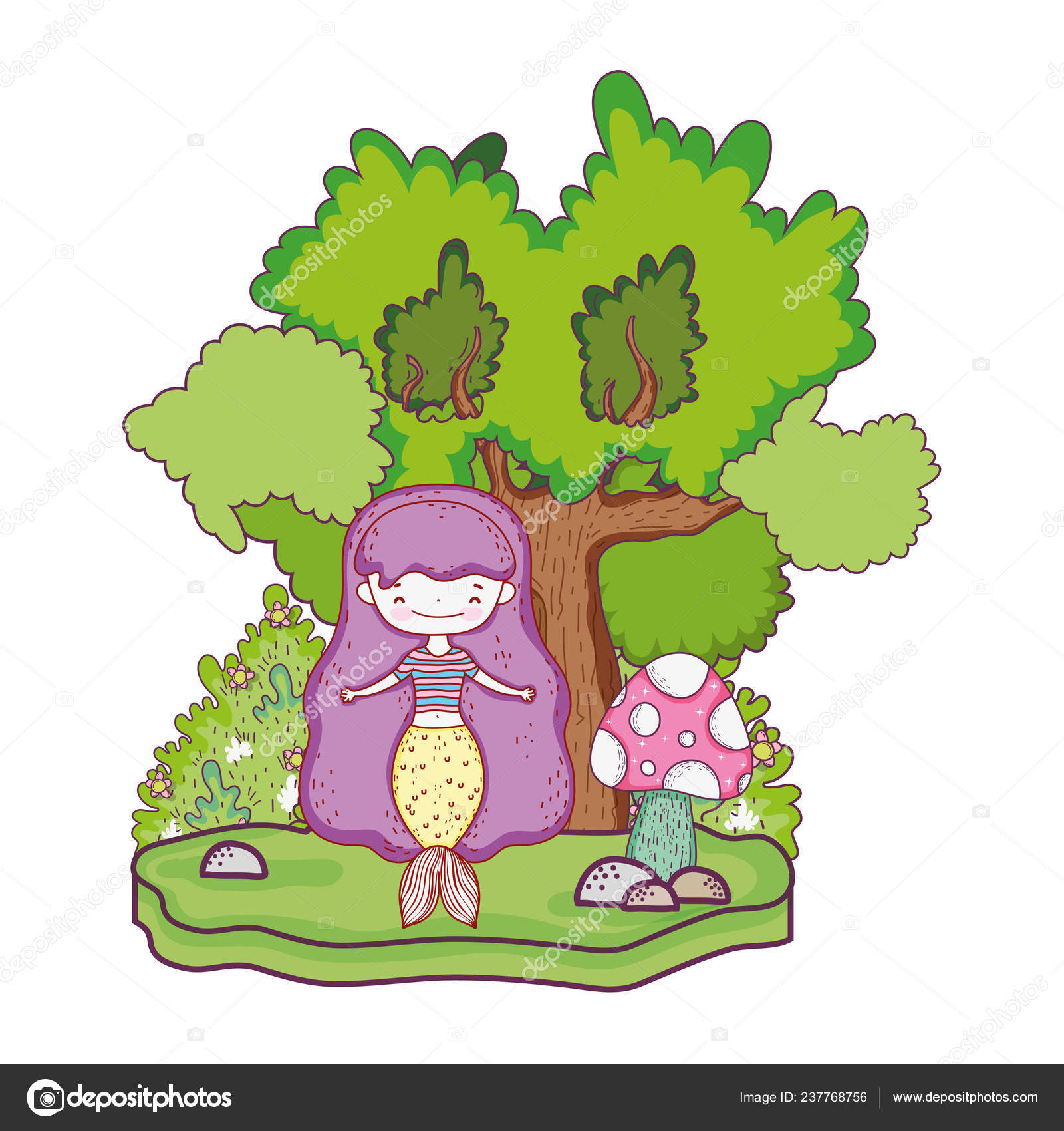 Cute Mermaid Landscape Vector Illustration Design Stock Vector by ...