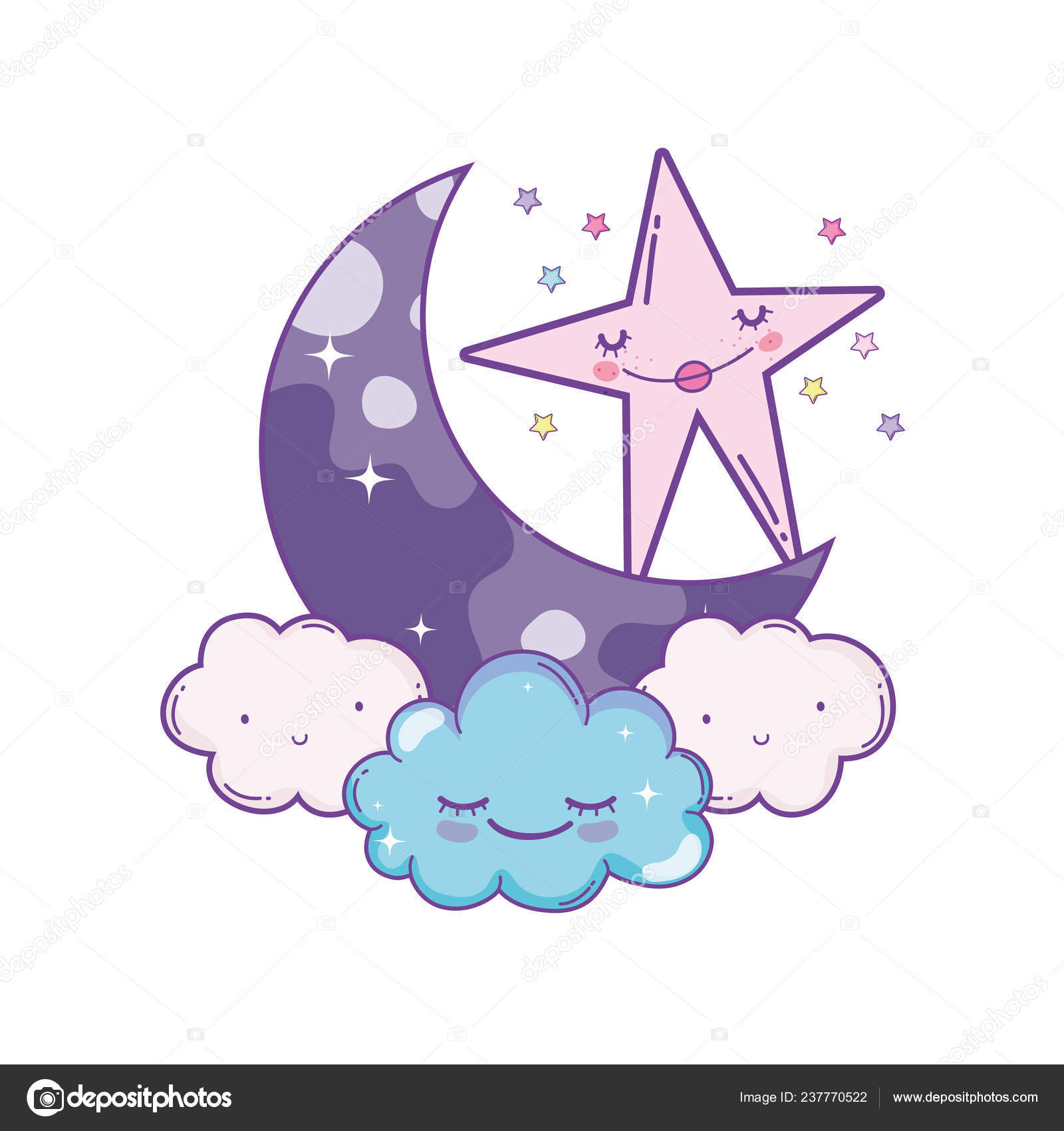 Cartoon Moon And Stars