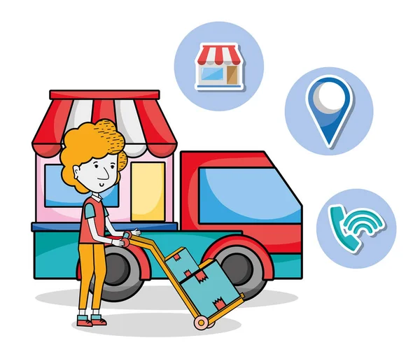 Courier Delivery Service Symbols Cartoons Vector Illustration Graphic ...