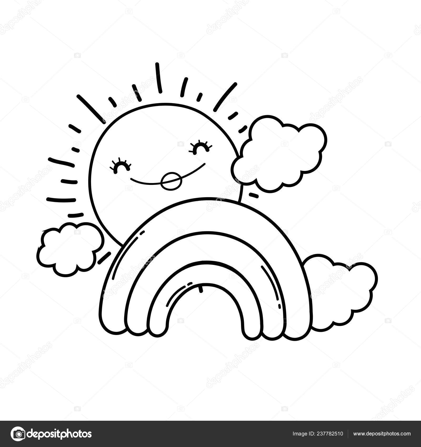 Cute Sun Cartoon Black And White