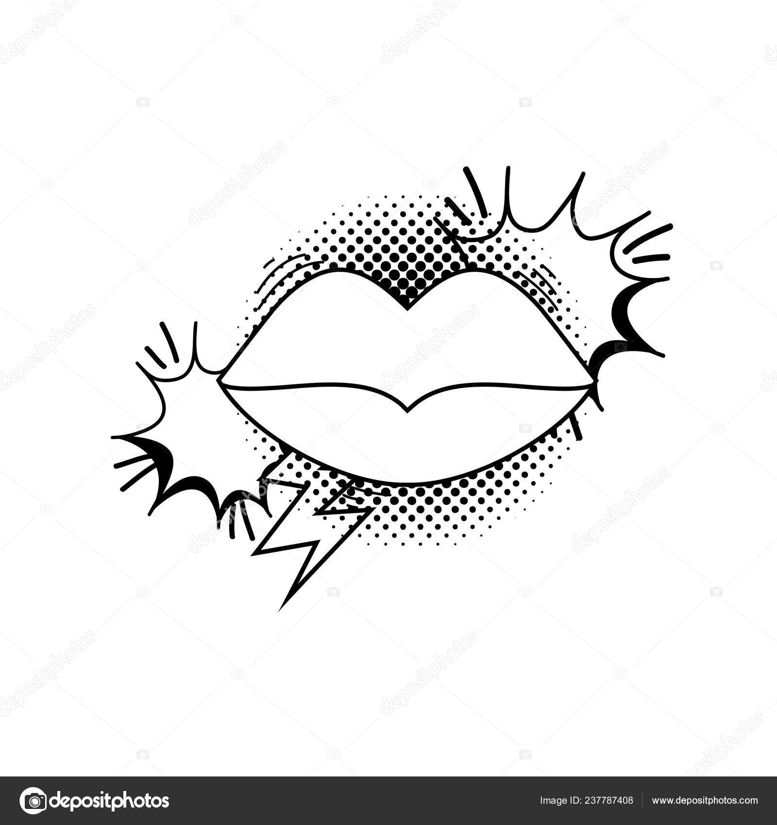Woman Mouth Pop Art Style Vector Illustration Design Stock Vector Image
