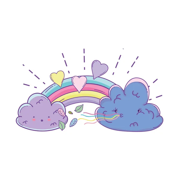 Cute Cloud Rainbow Cartoons Pastel Colors Vector Illustration Graphic ...
