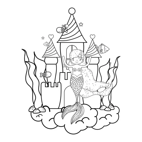 Mermaid Castle Undersea Scene Vector Illustration Design Stock Vector ...