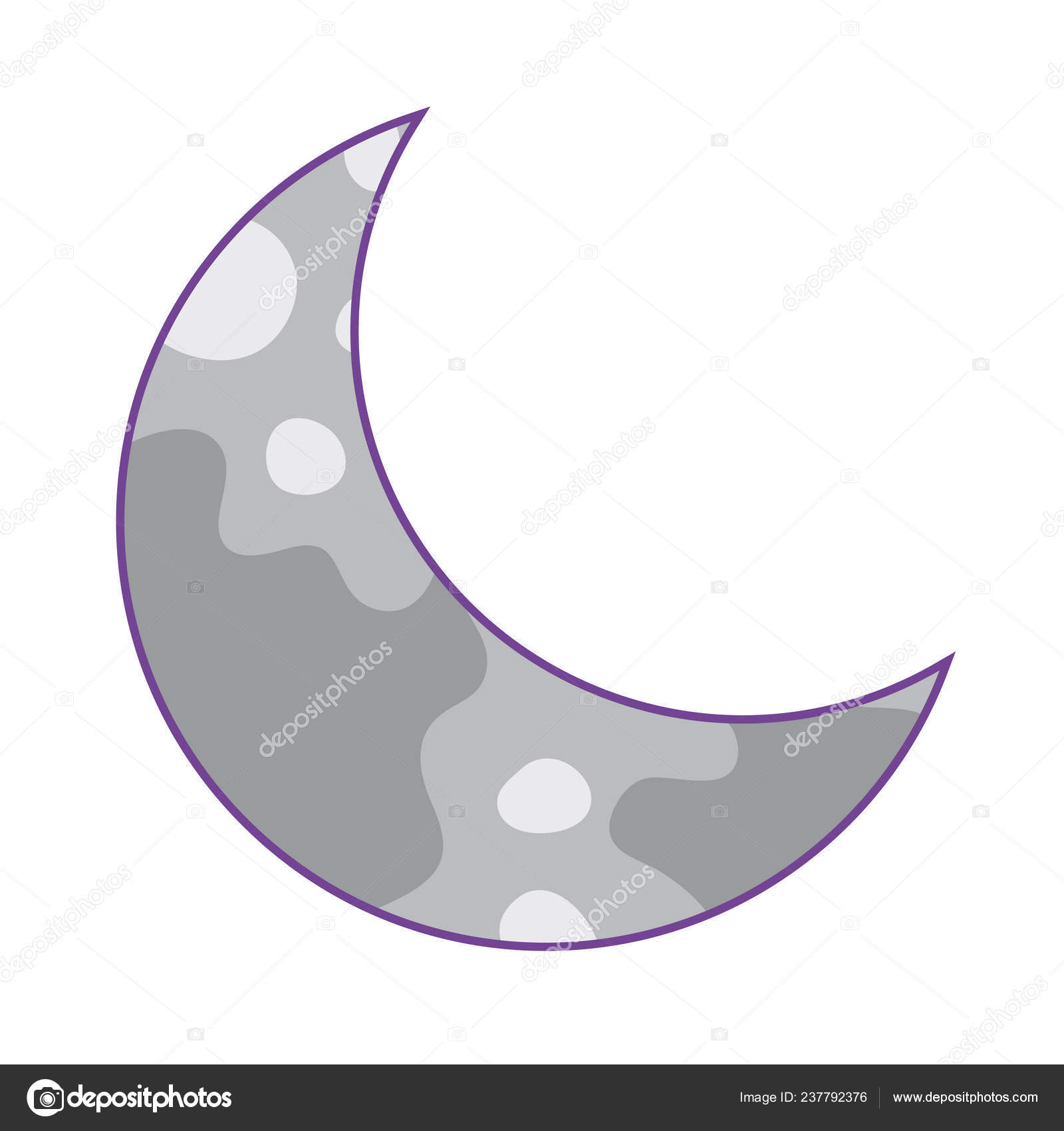 Lindo Dibujo Animado Luna Vector Aislado Ilustración Diseño Gráfico ...