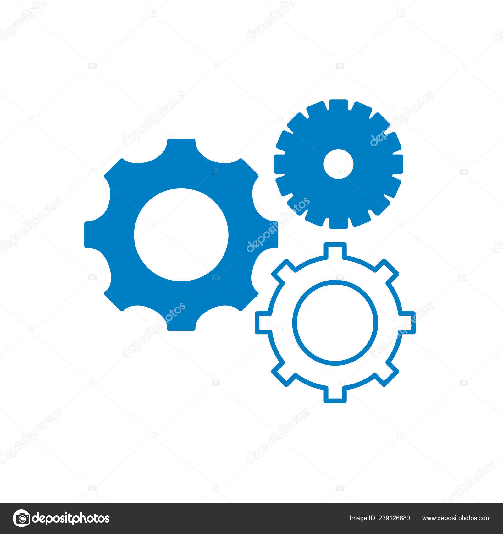 Silhouette Gears Engineering Industry Process Technology Vector ...