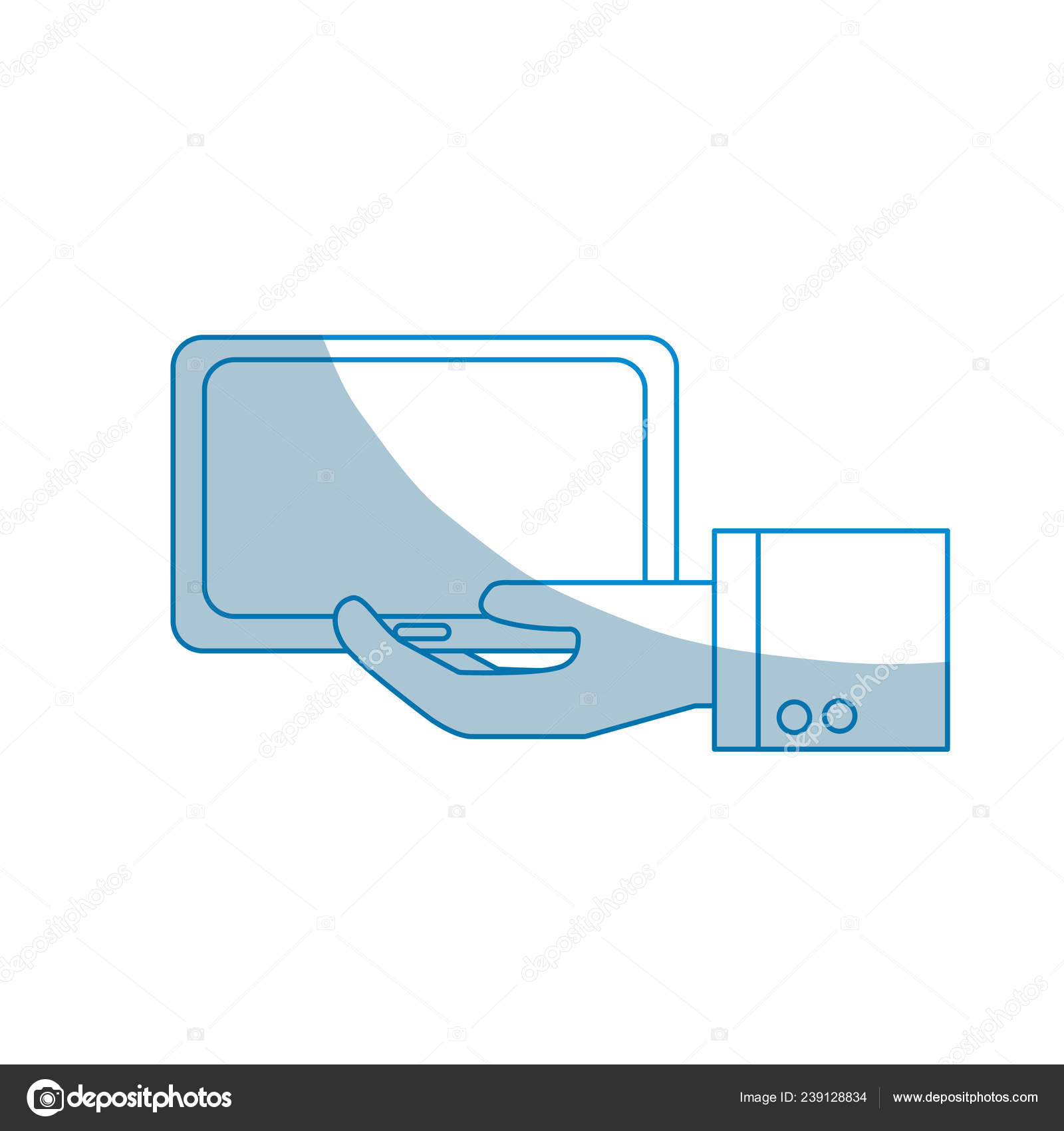 Contour Tablet Technology Business Hand Vector Illustration Design ...