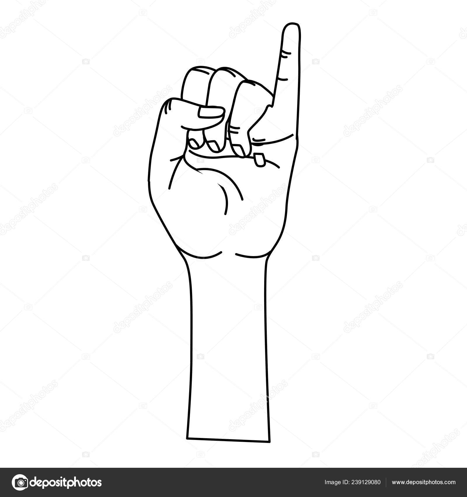 Line Cute Hand Pinky Symbol Vector Illustration Stock Vector by ...
