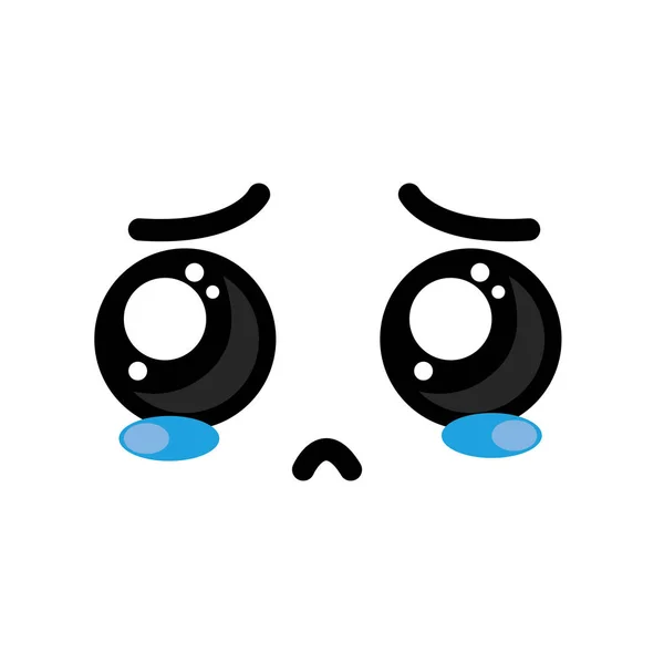 Roztomilý Kawaii Cry Obličej Smutné Vektorové Ilustrace Stock Vector od ...