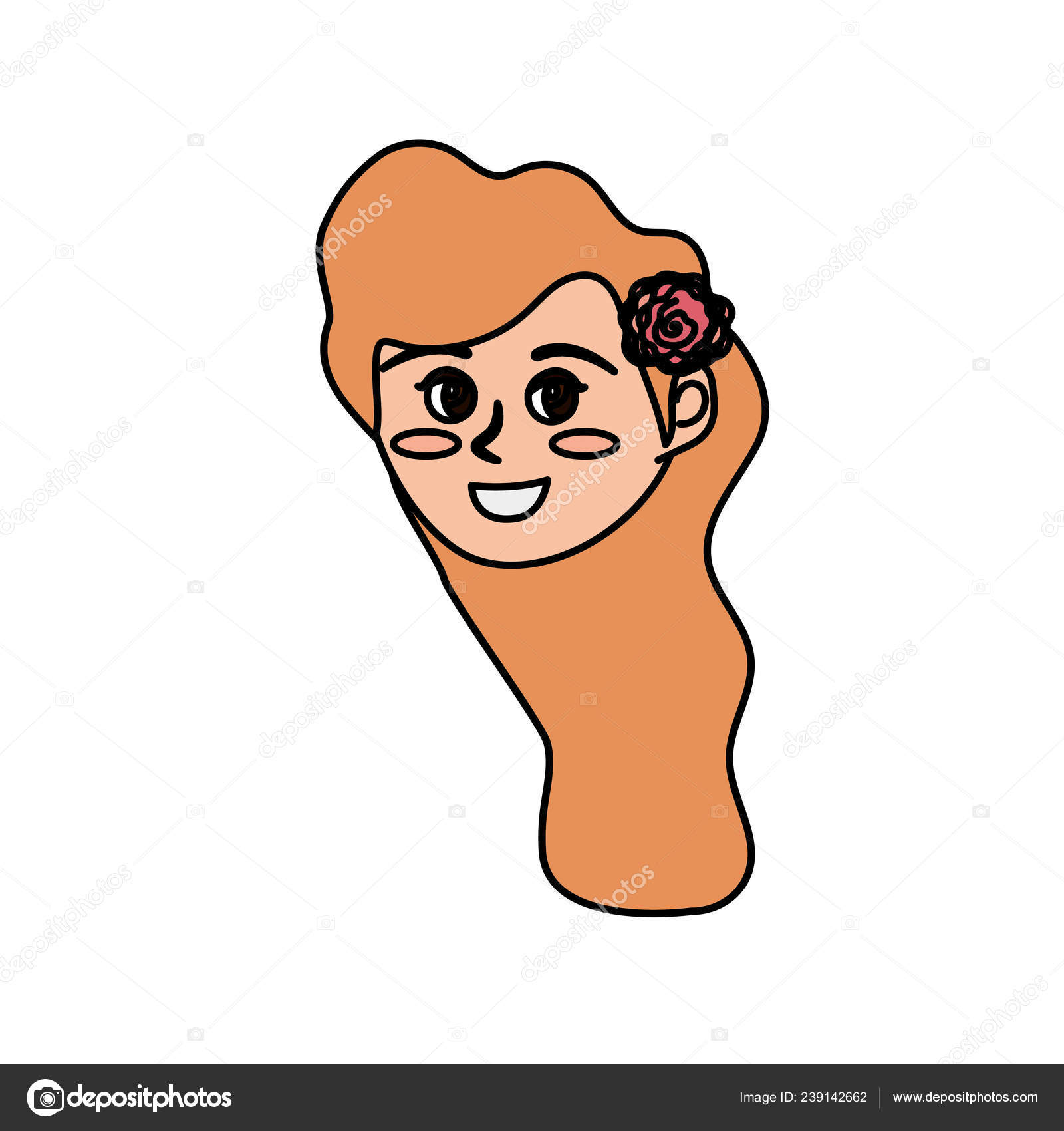 Avatar Happy Woman Face Hairstyle Design Vector Illustration Stock