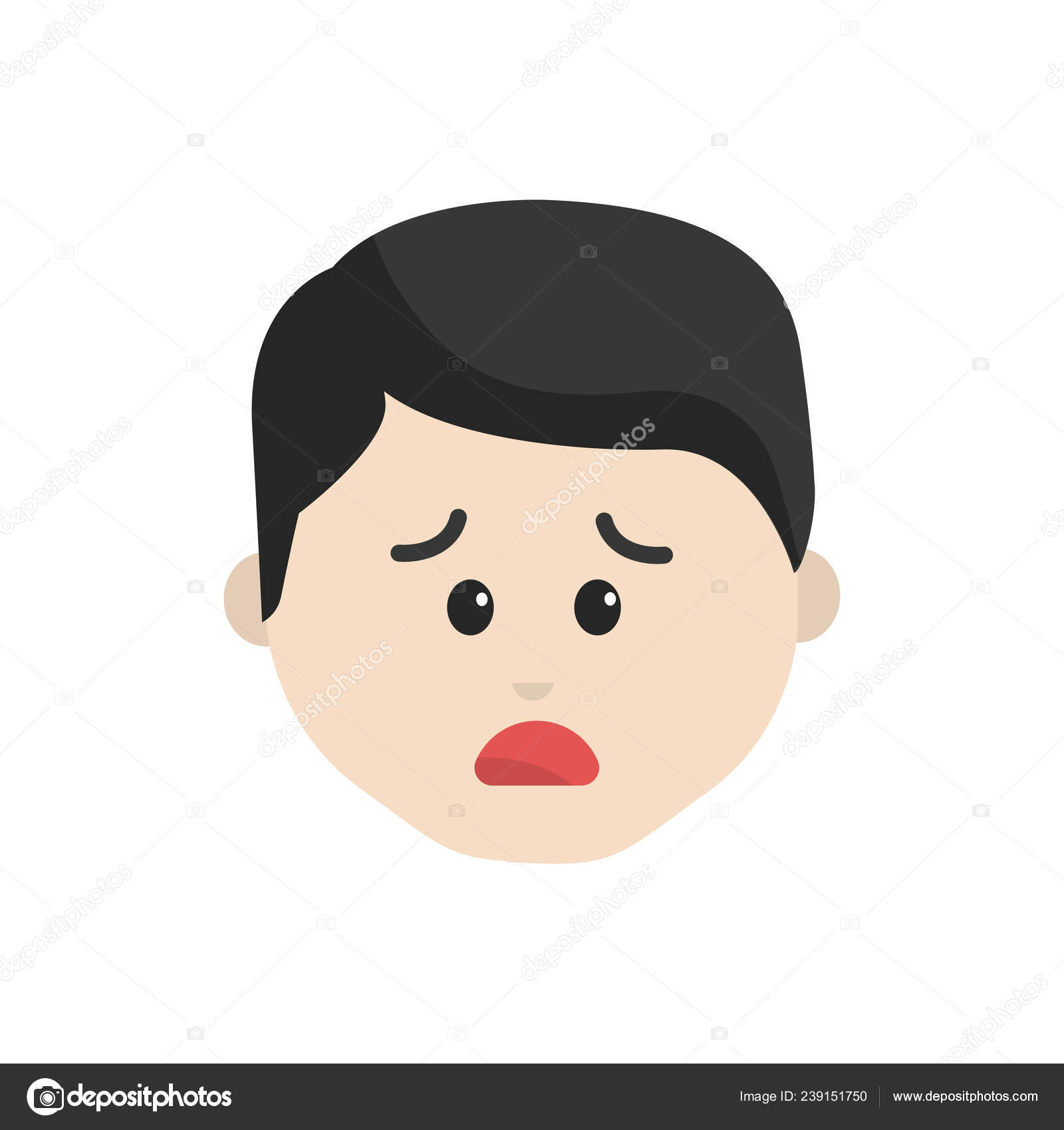 Cartoon Man Face Sad Expression Vector Illustration Stock Vector Image ...