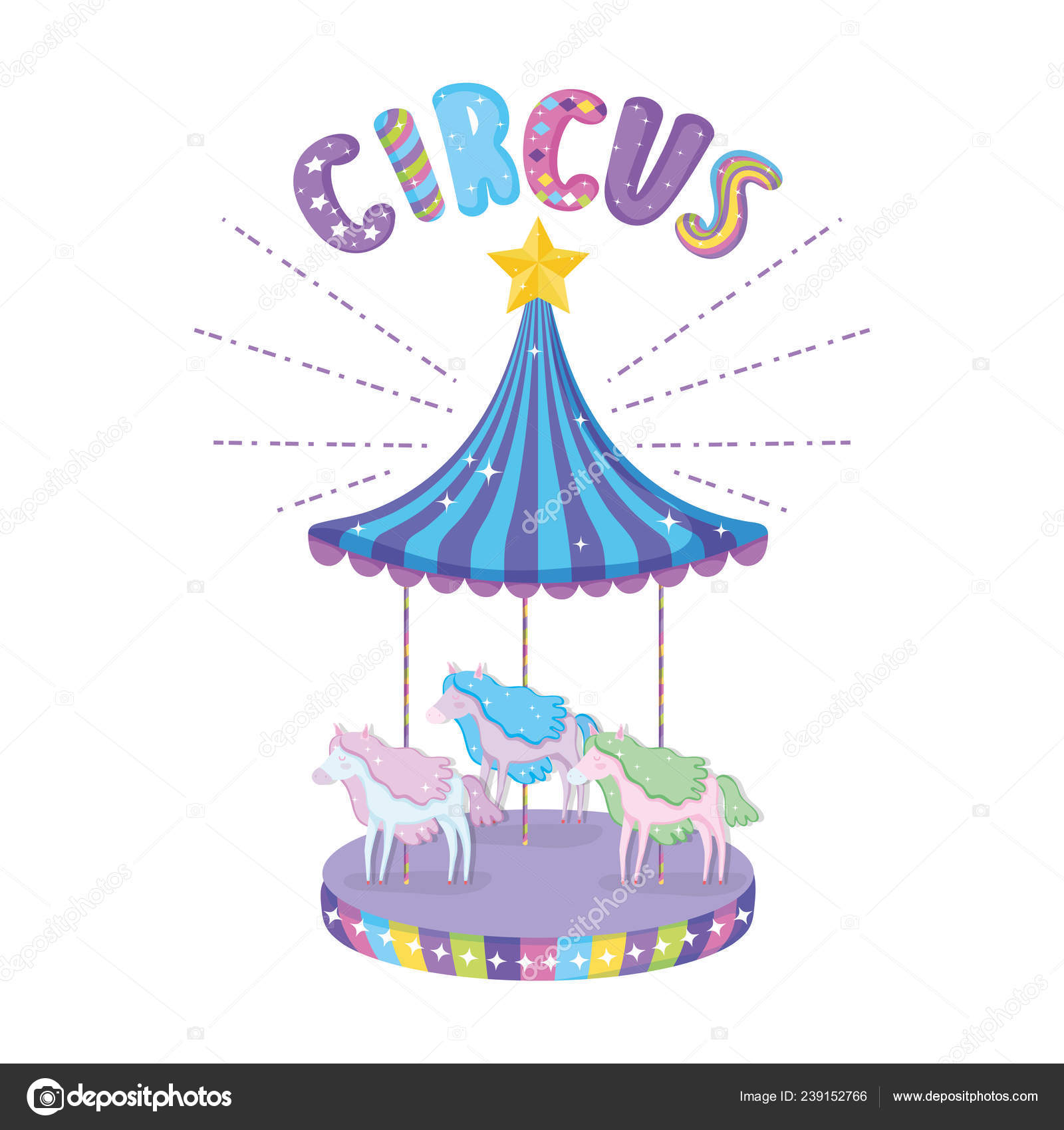 Circus Carousel Scene Icon Vector Illustration Design Stock ...