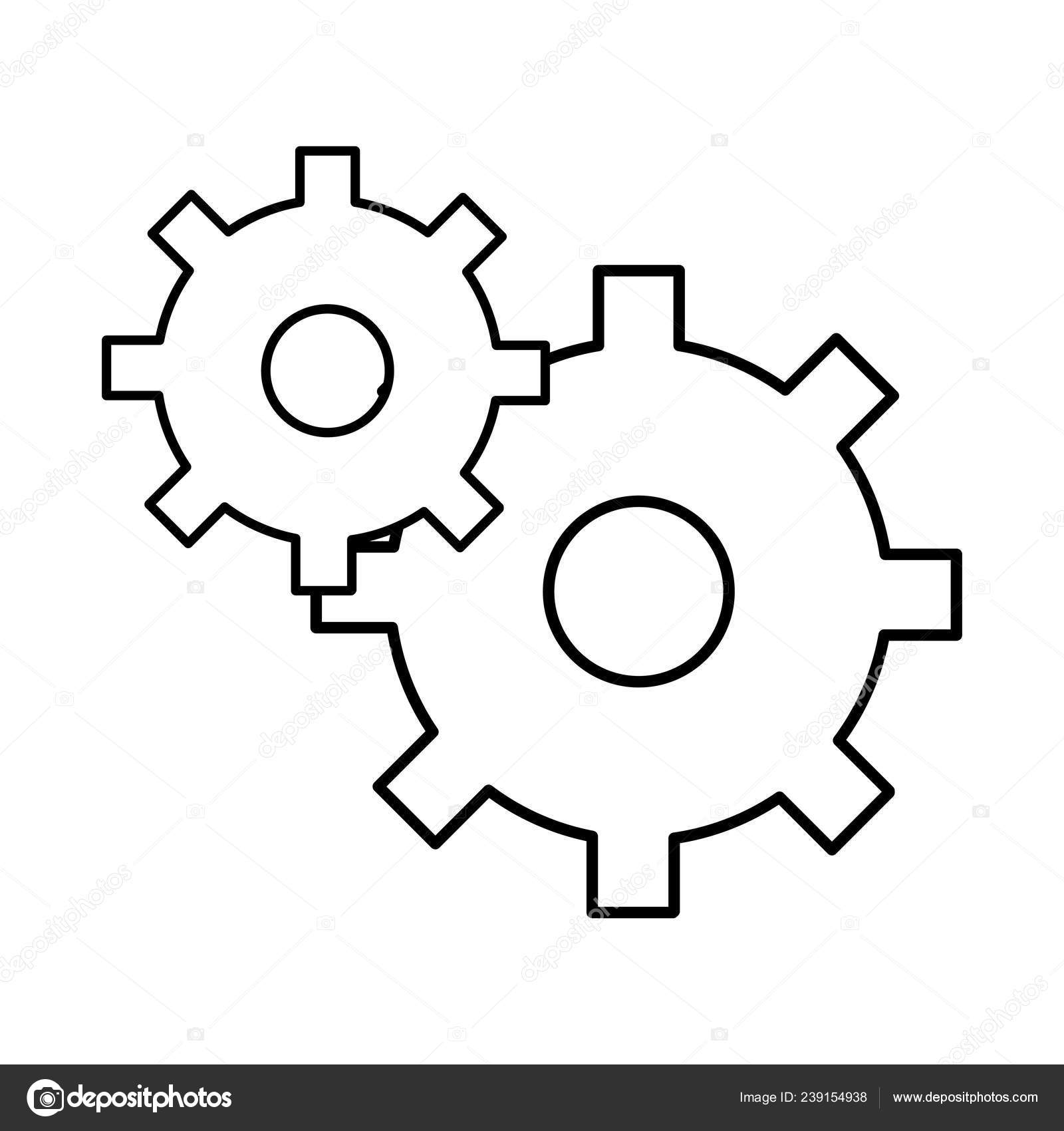 Line Gear Symbol Process Industry Vector Illustration Stock Vector by ...