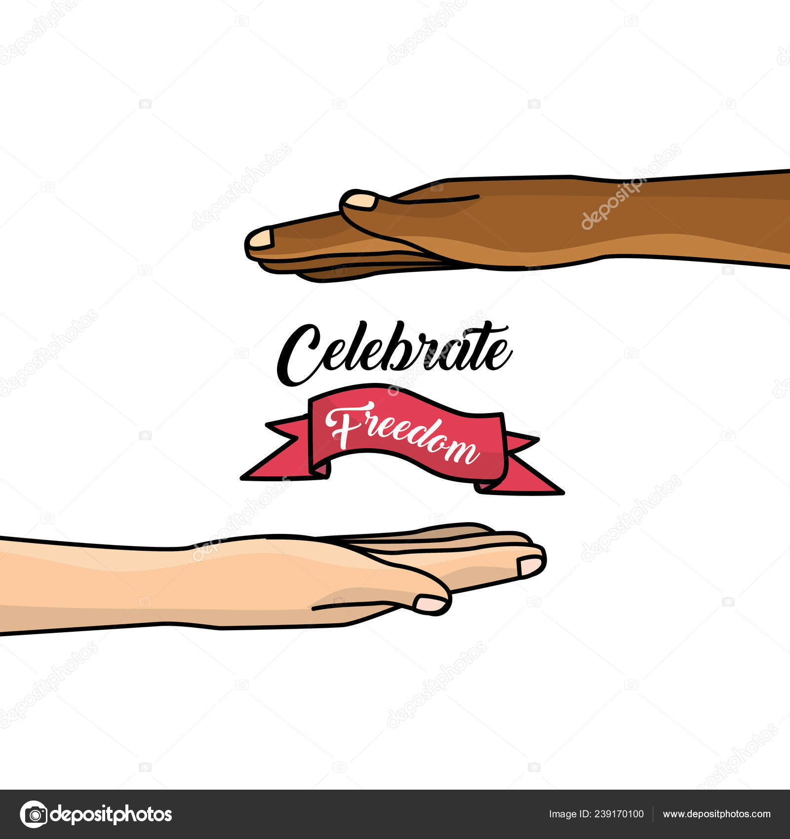 Manos Cinta Para Celebrar Libertad Juneteenth Vector Ilustración Vector ...