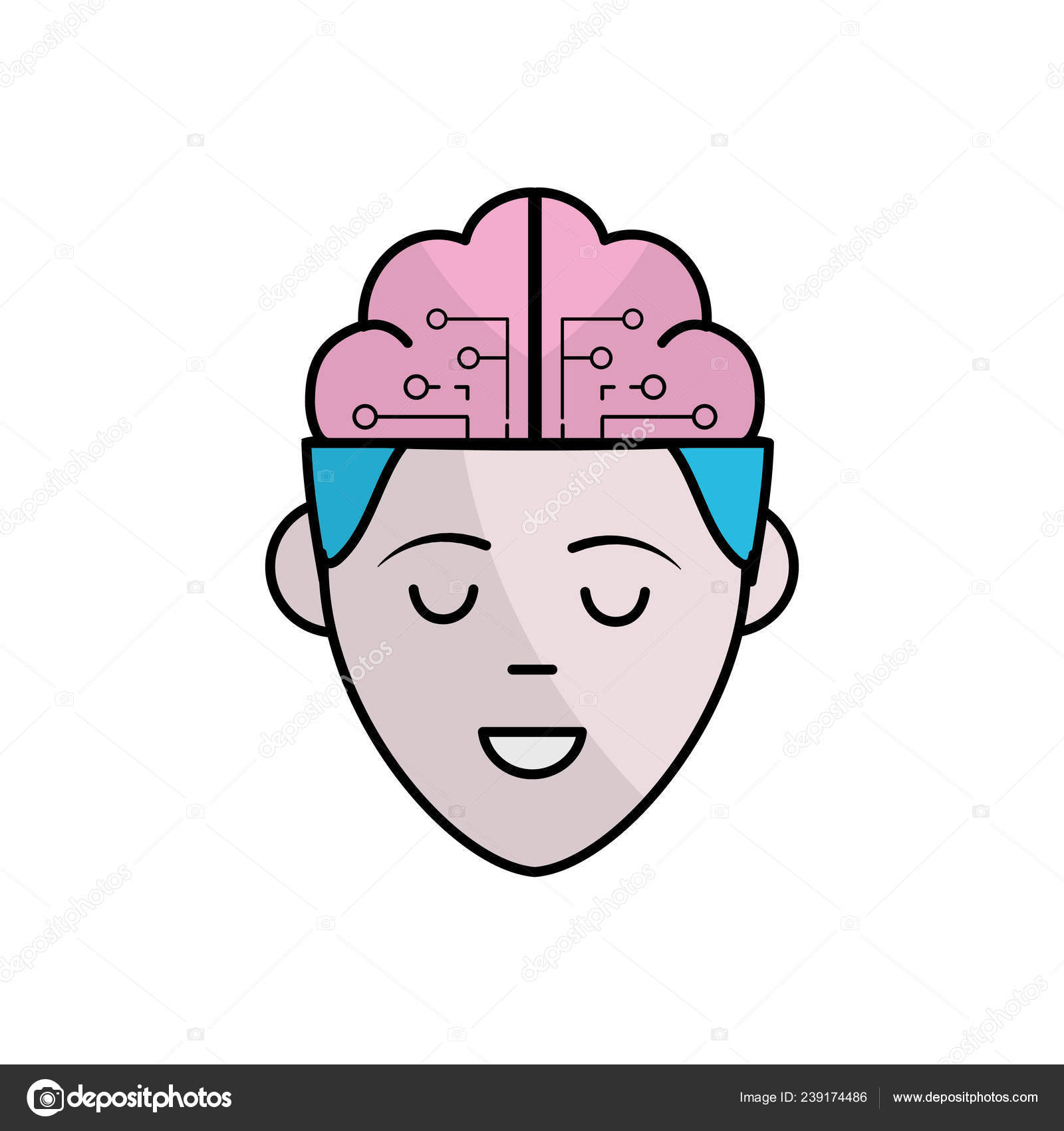 Boy Face Brain Out Side Head Vector Illustration Stock Vector by ...