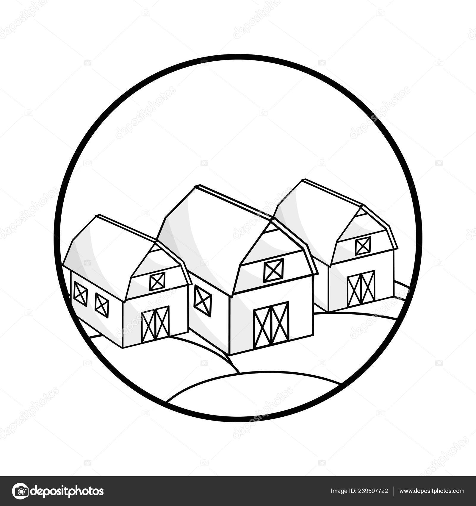 Silhouette Symbol Farms Night Moon Vector Illustration Stock Vector ...