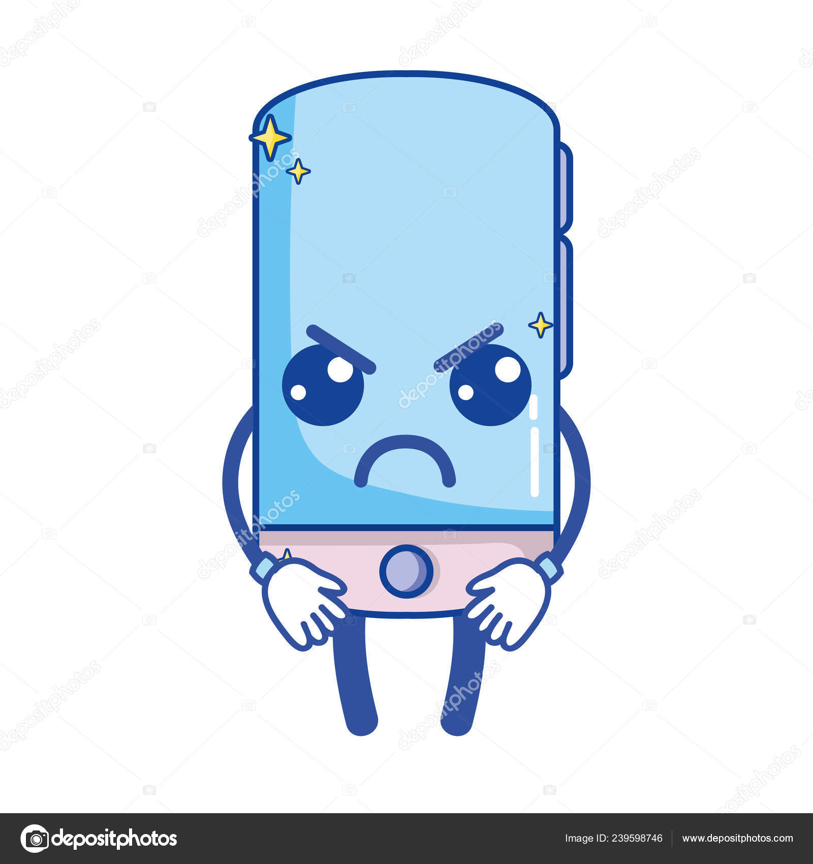 Kawaii Cute Angry Smartphone Technology Vector Illustration Stock ...