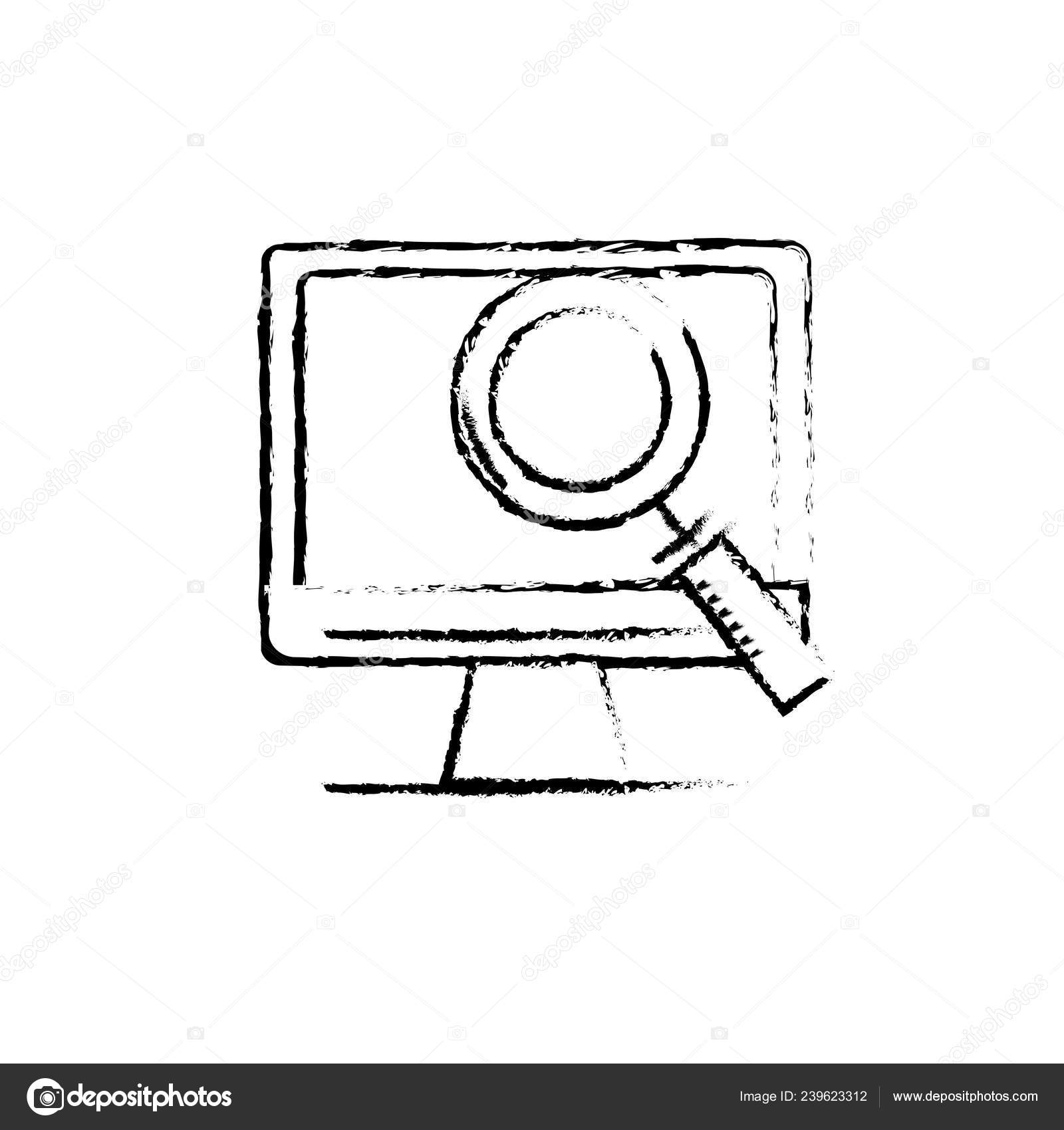 Figure Computer Technology Information Magnifying Glass Vector ...