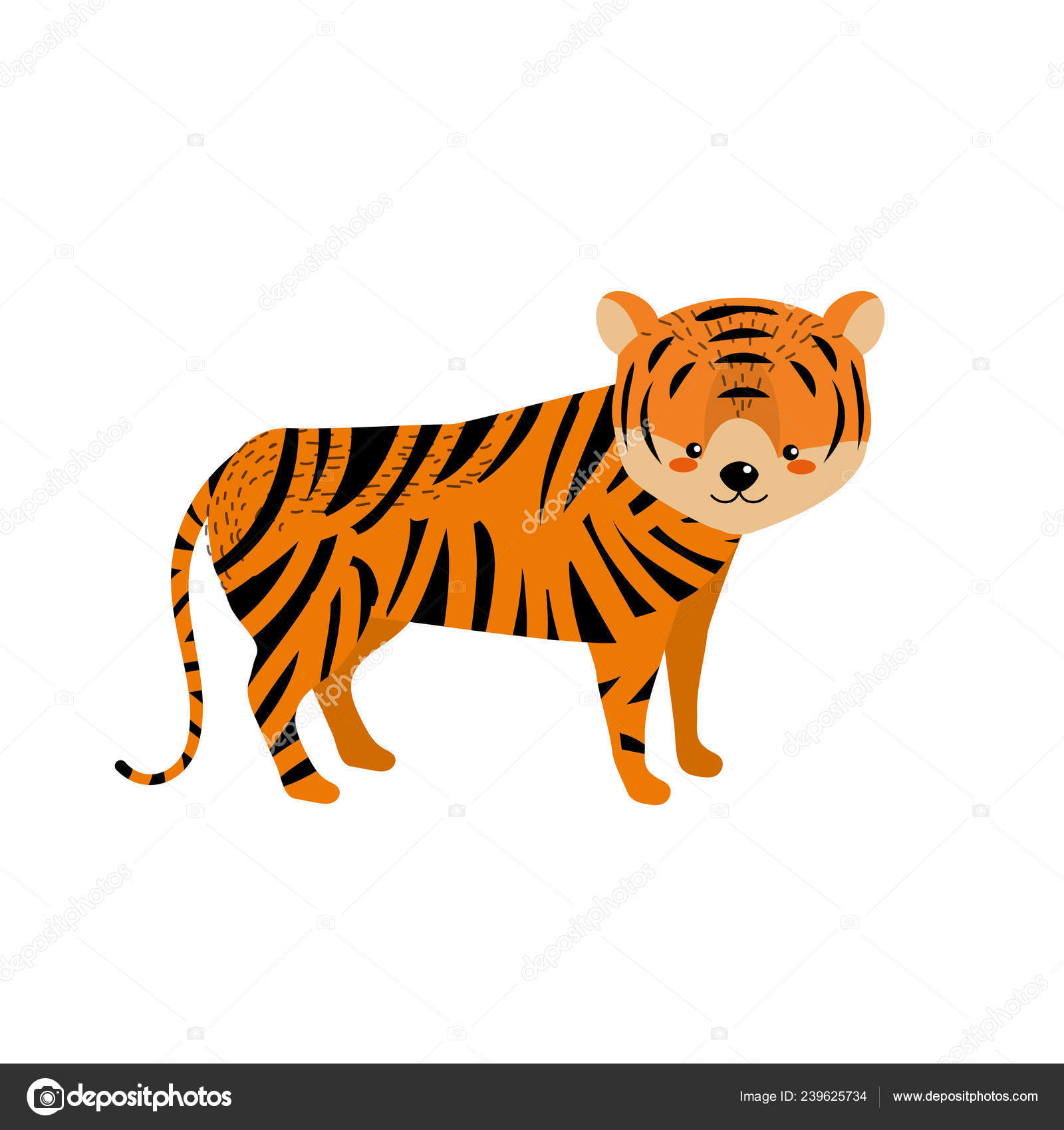 Tigres Lindo Animal Salvaje Icono Vector Ilustración Vector de stock ...