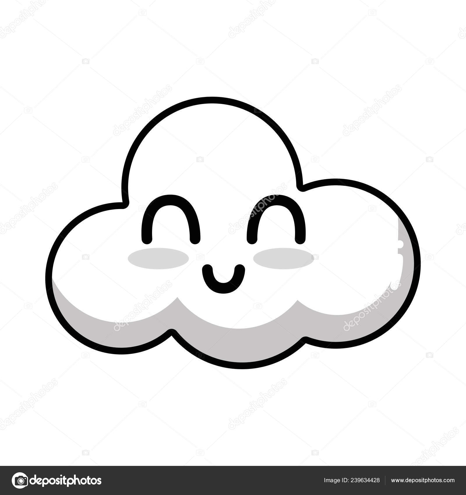 Line Kawaii Cute Tender Cloud Weather Vector Illustration Stock Vector ...