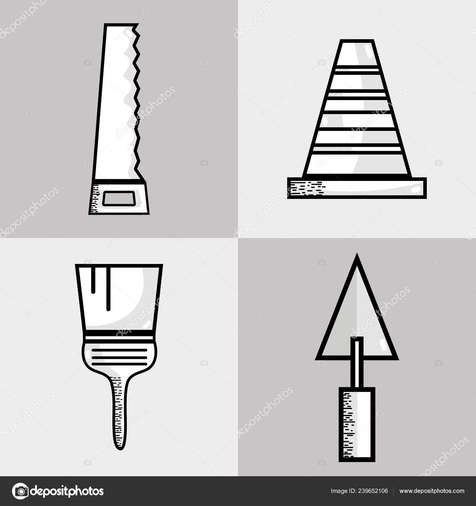 Set Construction Equipment Industry Tools Vector Illustration Stock ...