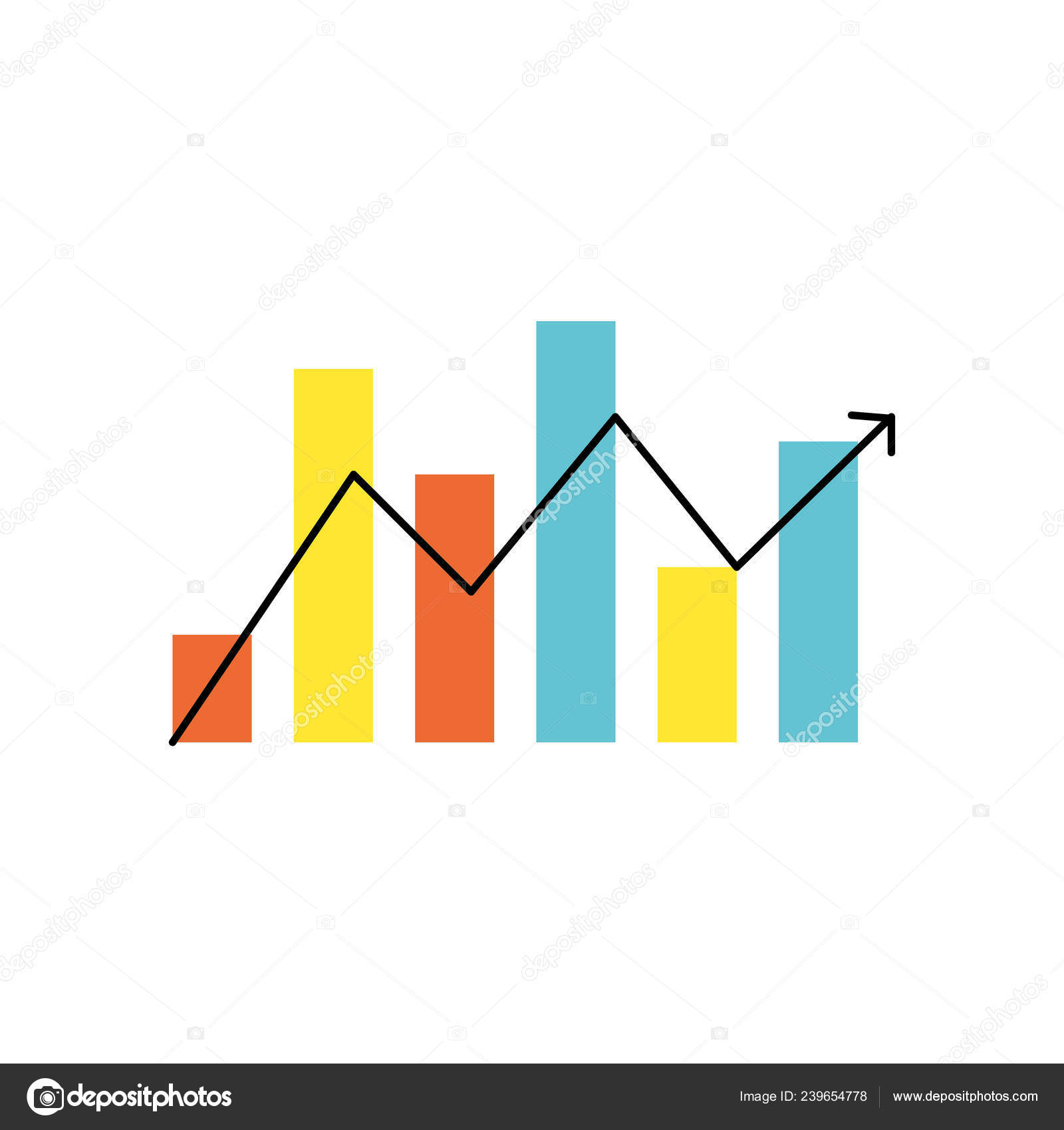 Statistics Bar Diagram Arrow Growing Vector Illustration Stock Vector ...