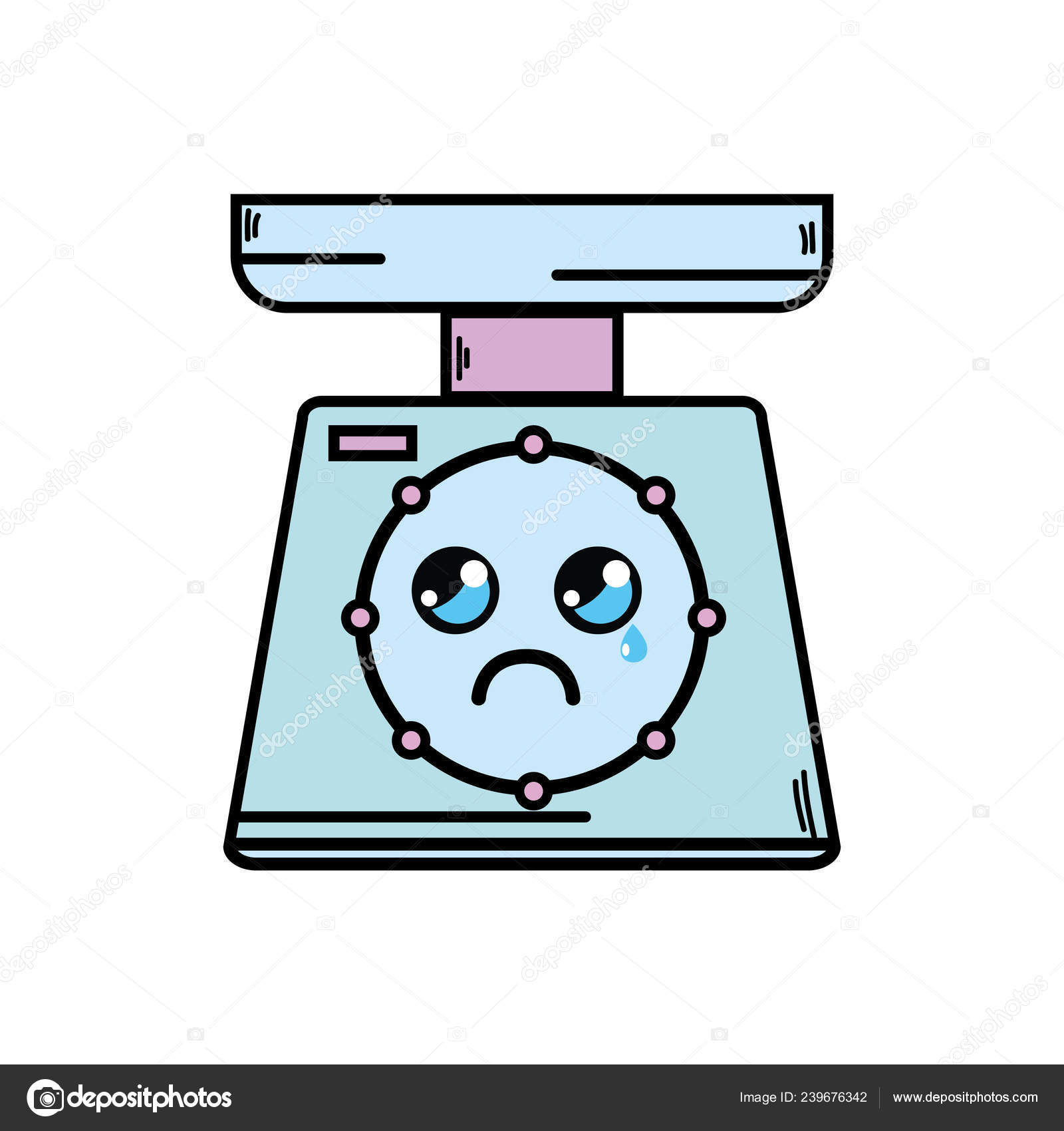 Kawaii Cute Crying Weight Machine Vector Illustration Stock Vector by ...