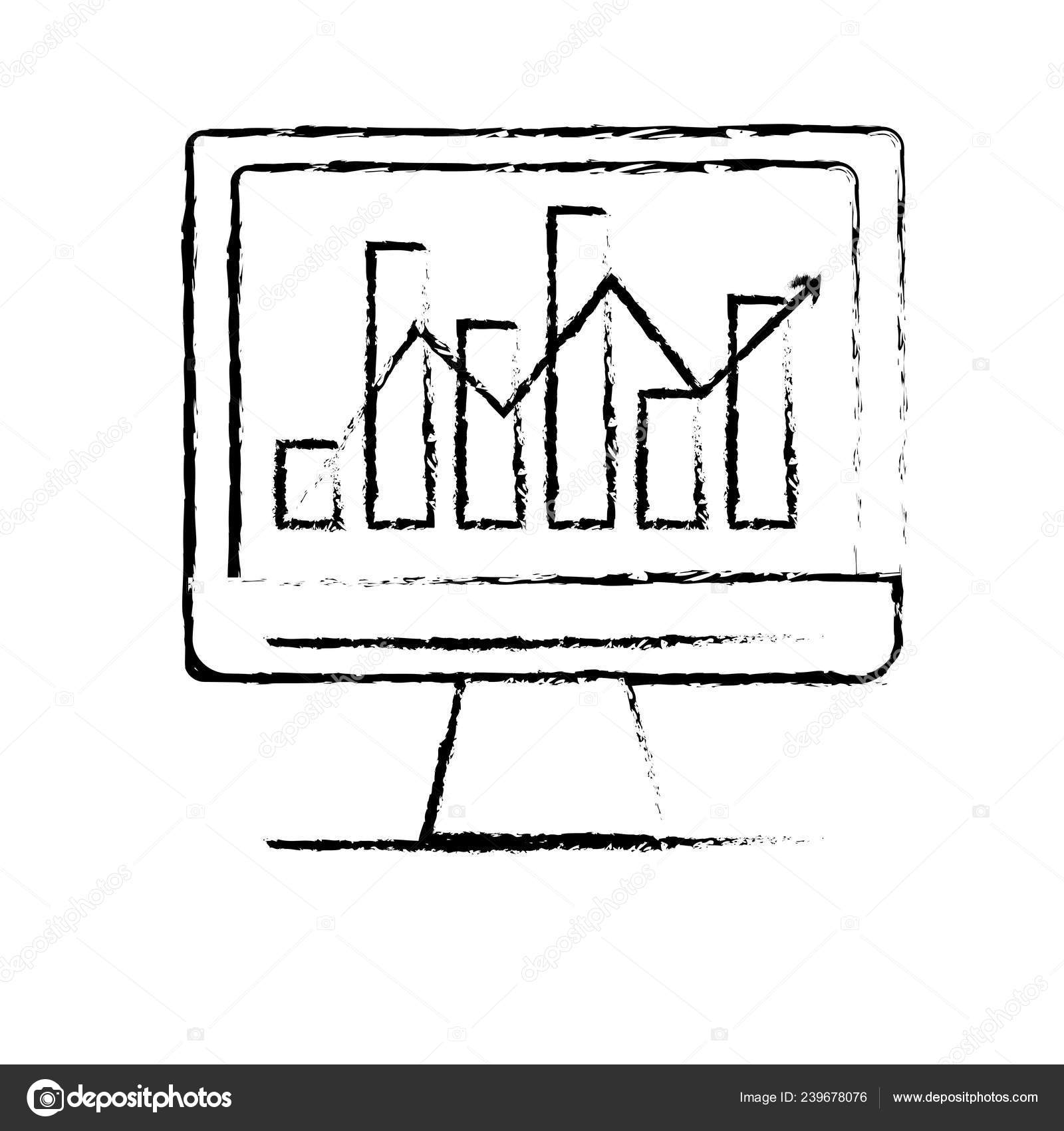 Figure Computer Technology Statistics Bar Diagram Vector Illustration ...