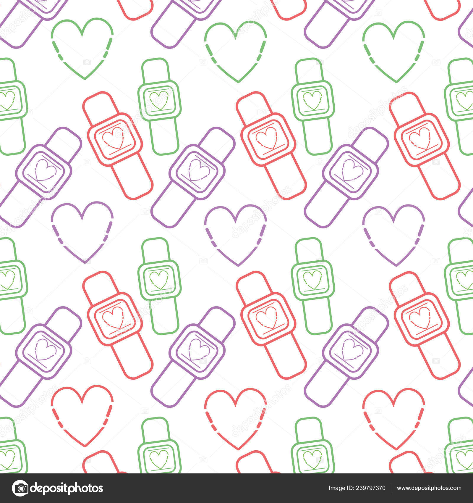 Cute Smartwatch Technology Heart Background Vector Illustration Stock ...
