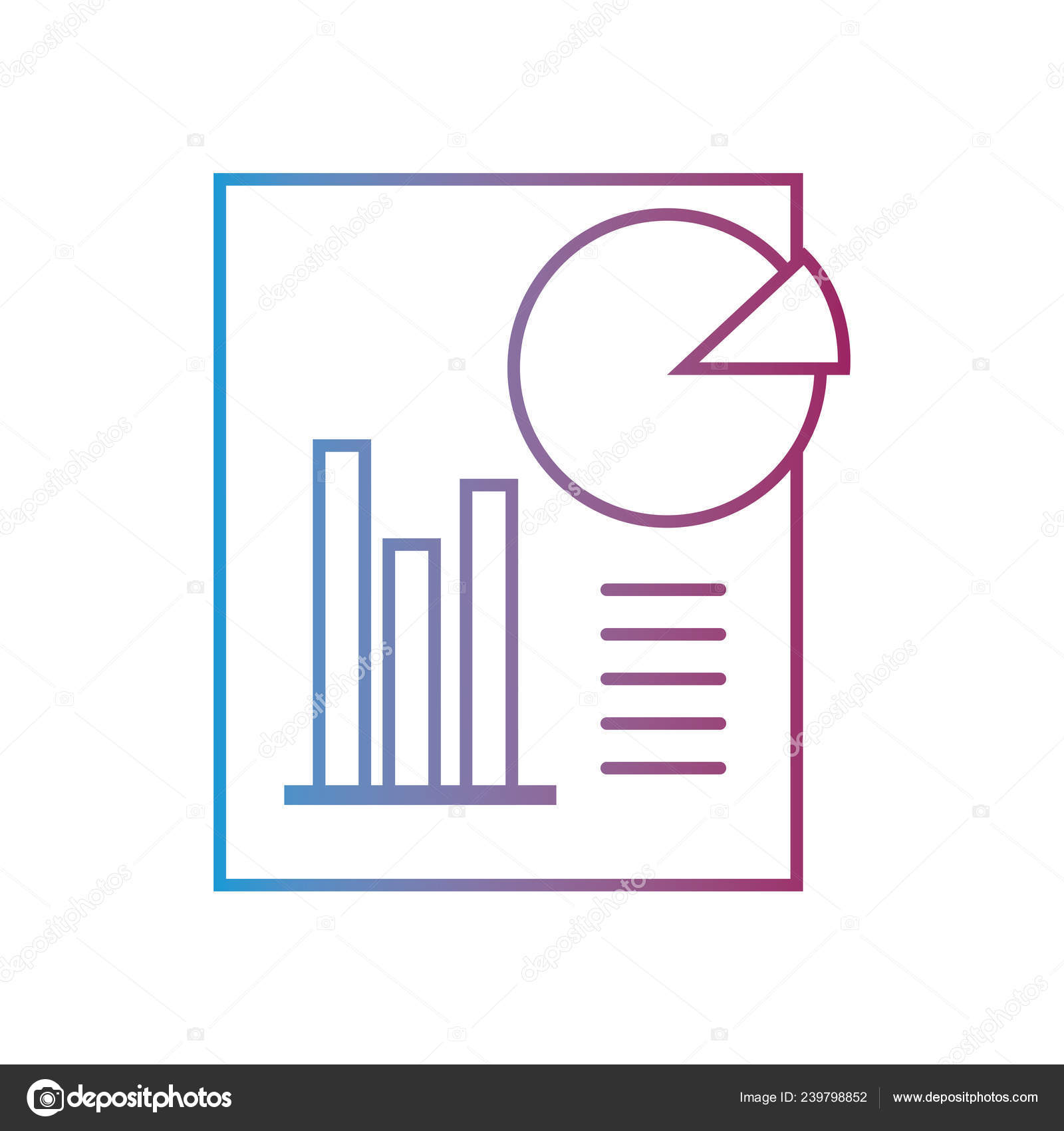 Line Document Statistics Bar Diagram Graphy Vector Illustration Stock ...