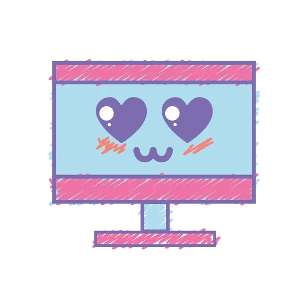 Kawaii Cute Happy Computer Technology Vector Illustration Stock Vector ...