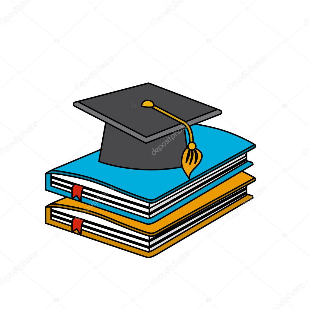 gorra de graduaci n con cuadernos de educaci n objeto vector ilustraci ...