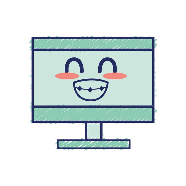 Kawaii Cute Happy Computer Technology Vector Illustration Stock Vector ...