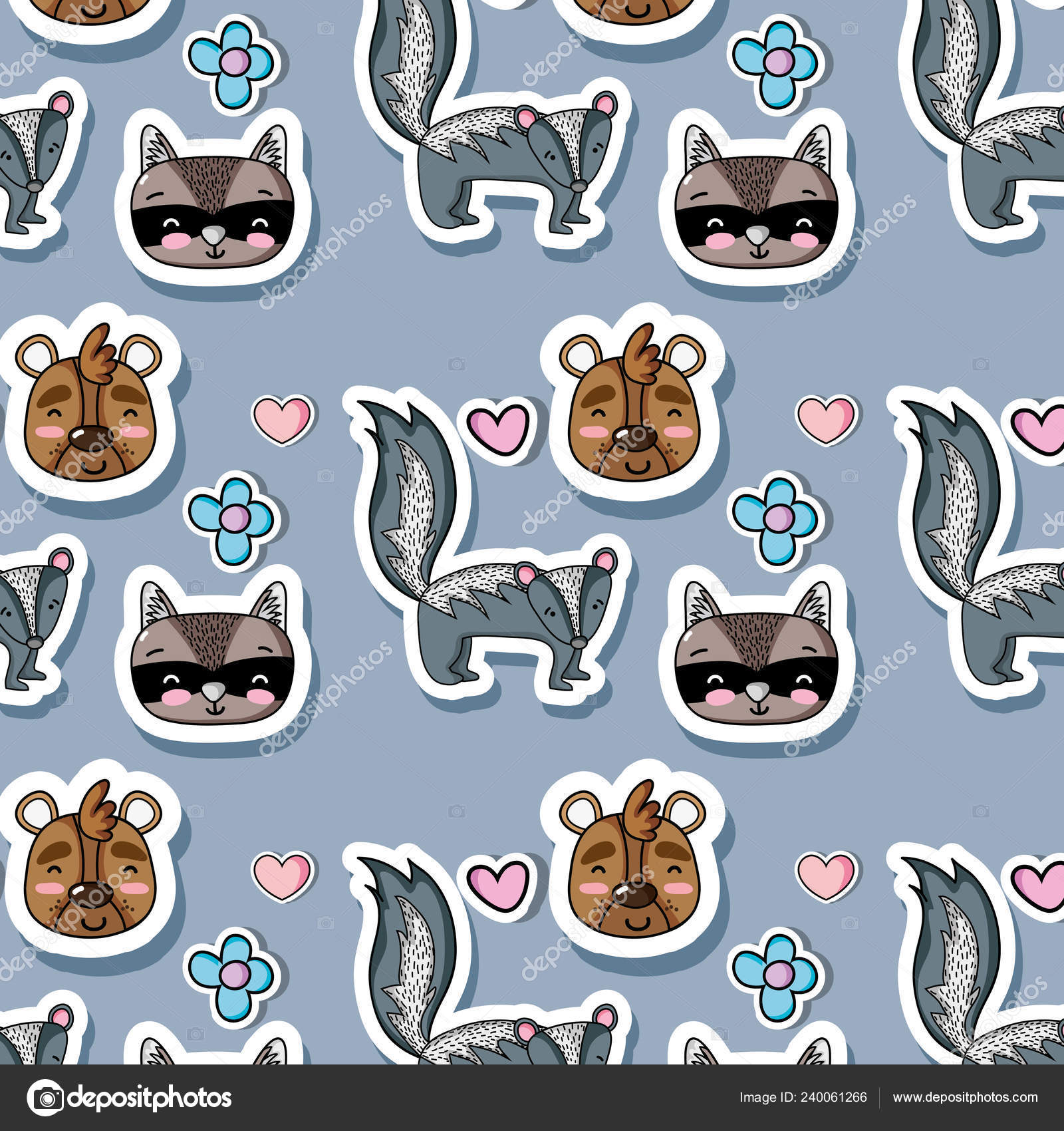 Cute Animals Patches Background Design Vector Illustration Stock Vector ...