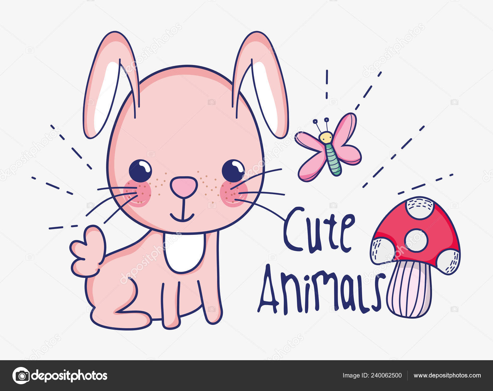 Cute Bunny Doodle Cartoon Vector Illustration Graphic Design Stock ...