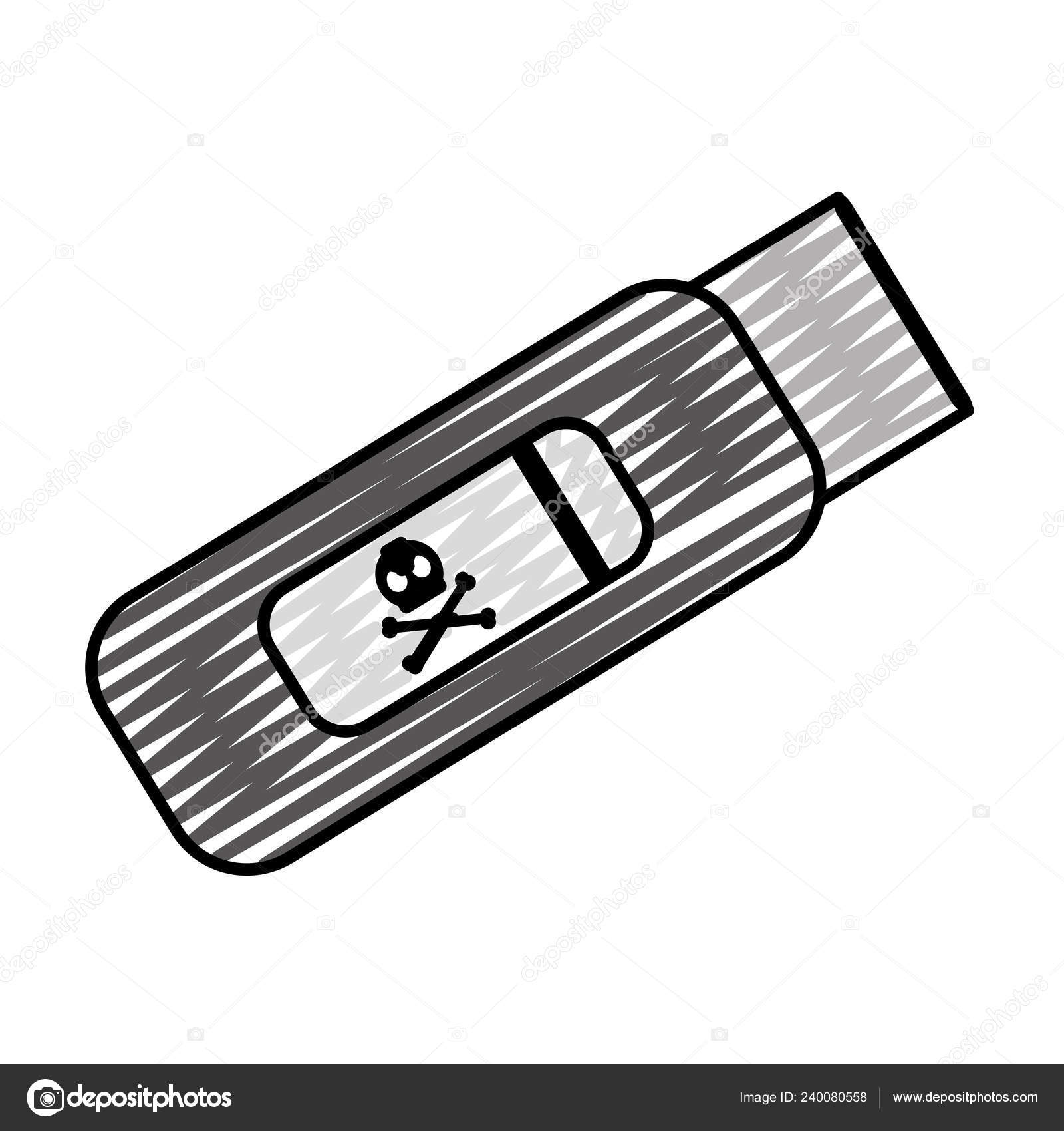Doodle Memory Usb Technology Danger Skull Vector Illustration Stock ...