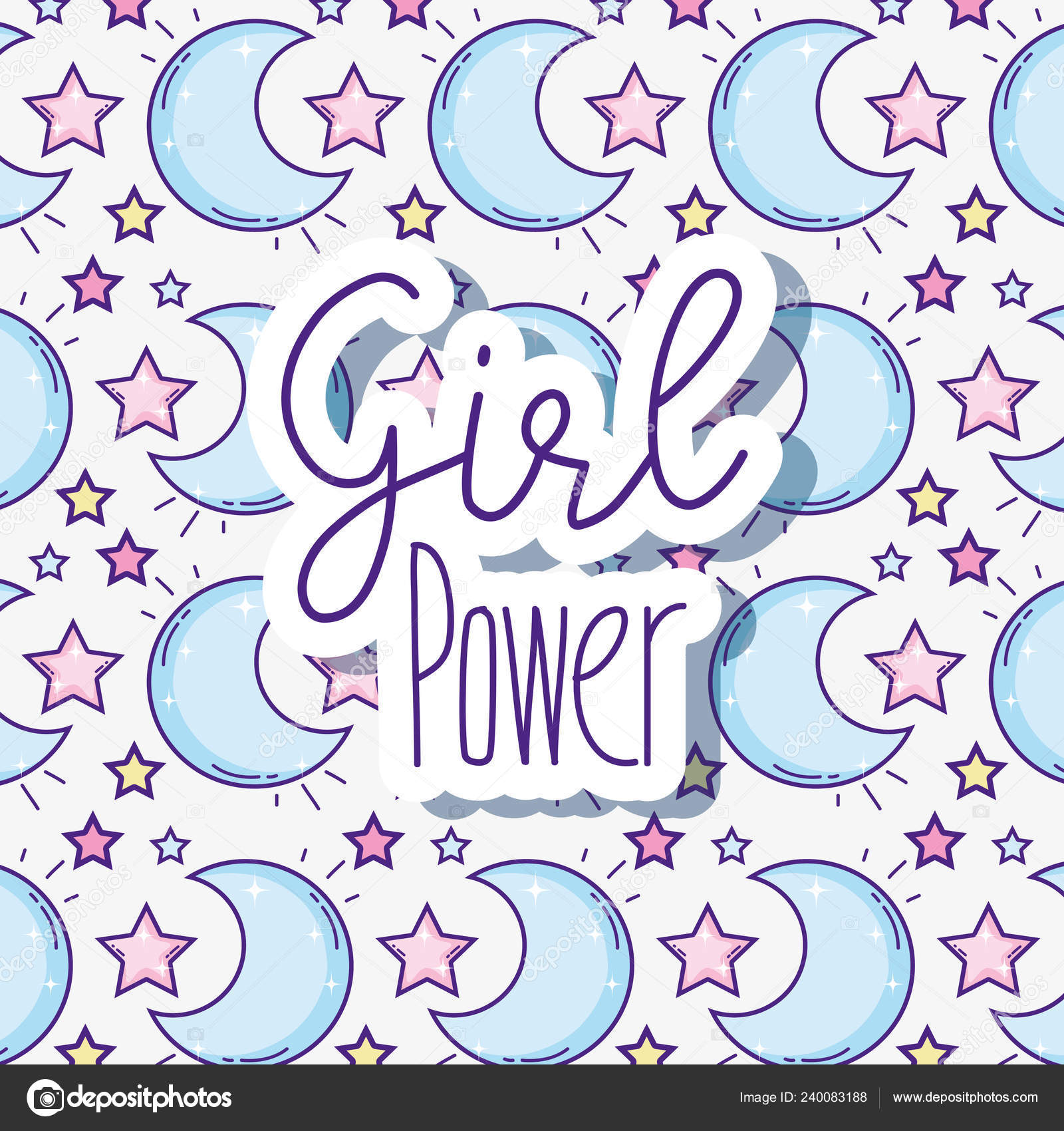 Woman Power Cute Cartoons Pattern Background Vector Illustration ...