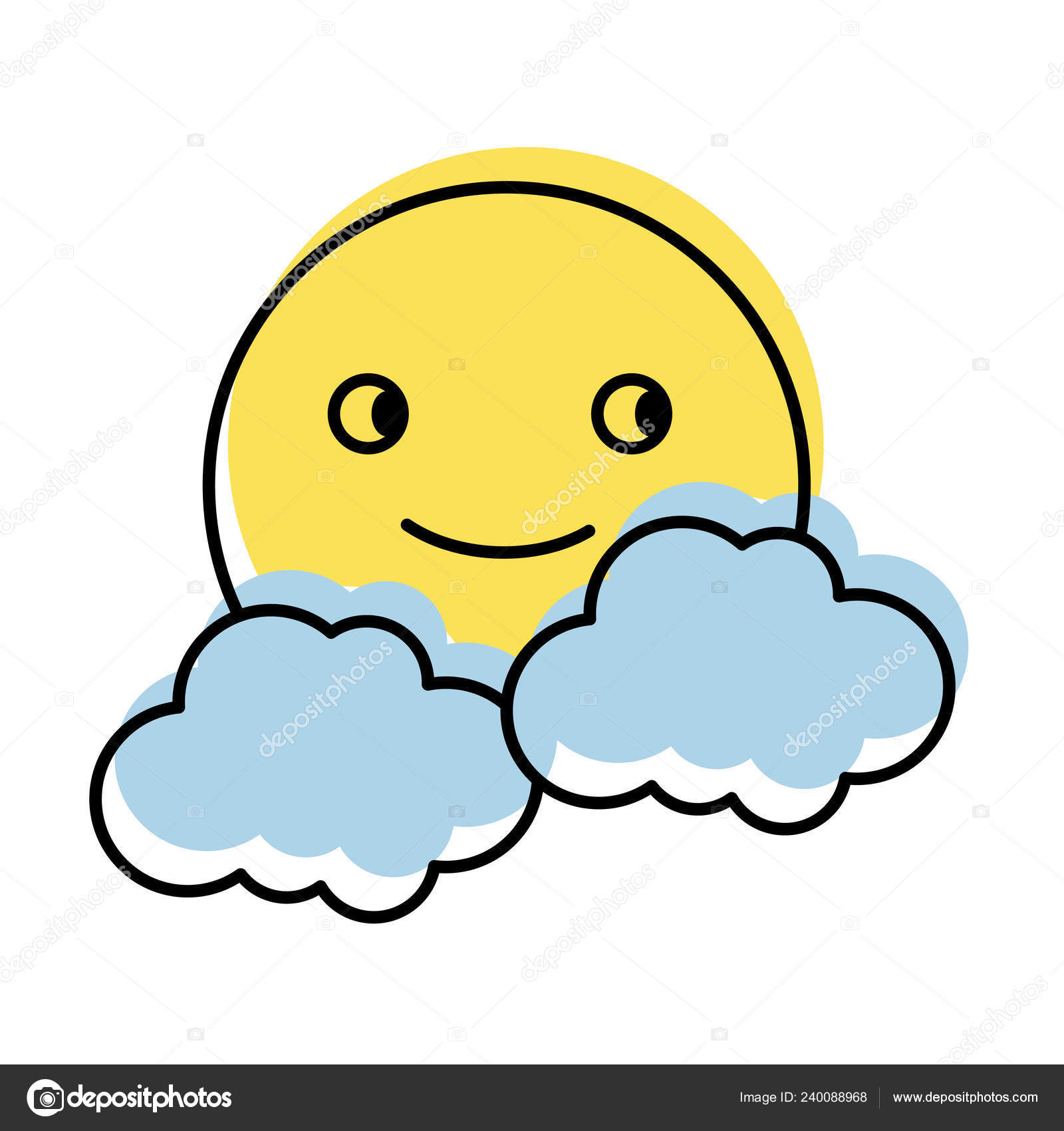 Moved Color Videogame Smile Sun Charater Clouds Vector Illustration ...