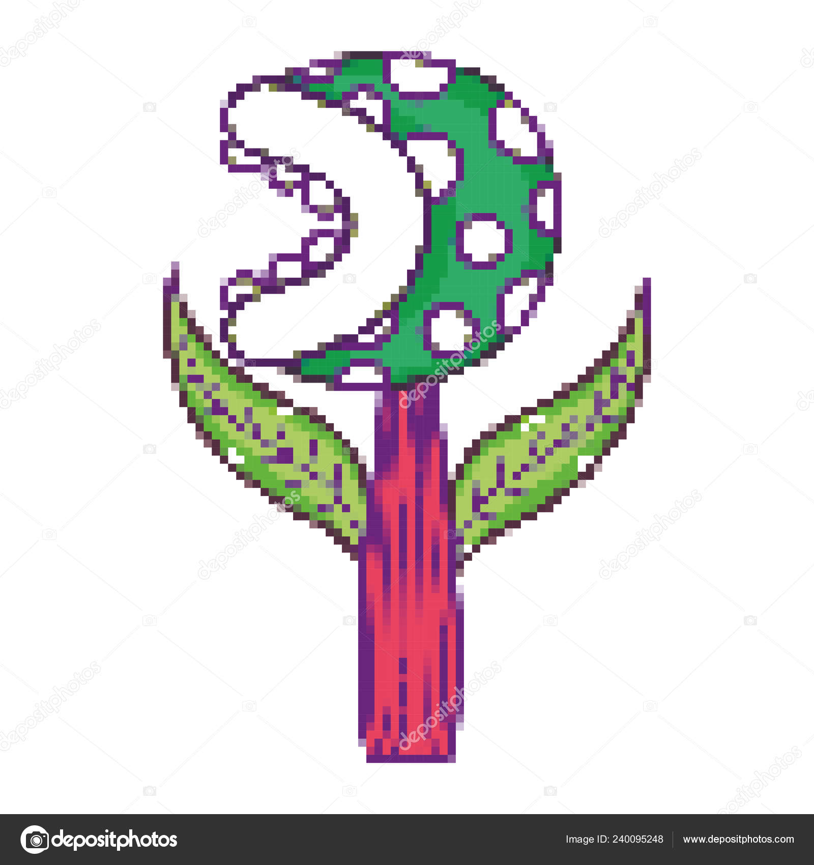 Pixel Character Plant Mouth Teeth Vector Illustration Stock Vector ...