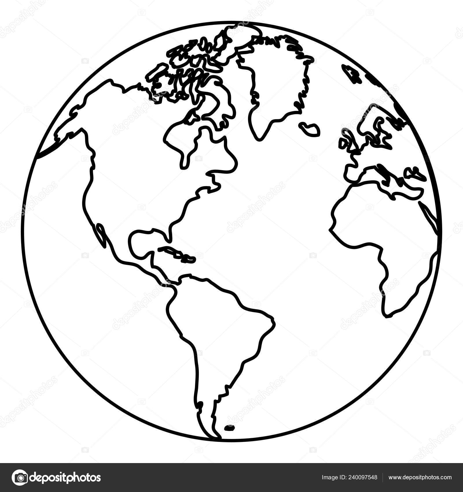 Línea America Planeta Tierra Global Mapa Vector Ilustración Vector de ...
