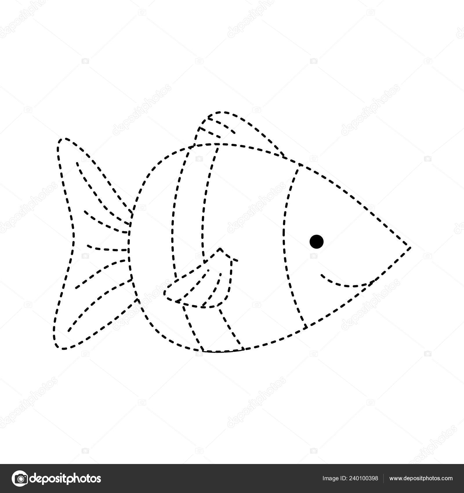 Dotted Shape Nature Aquatic Fish Sea Animal Vector Illustration Stock ...