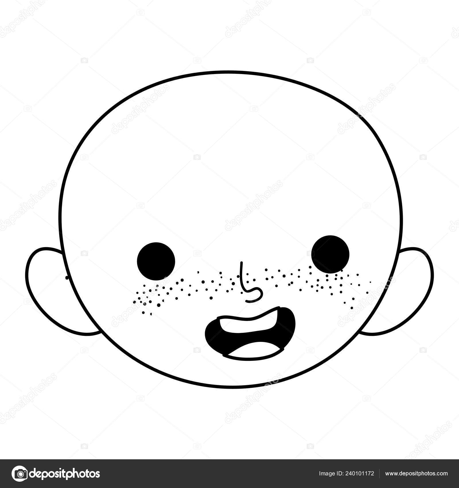 Garis Bahagia Anak Laki Laki Kepala Botak Vektor Ilustrasi Vektor Stok ...