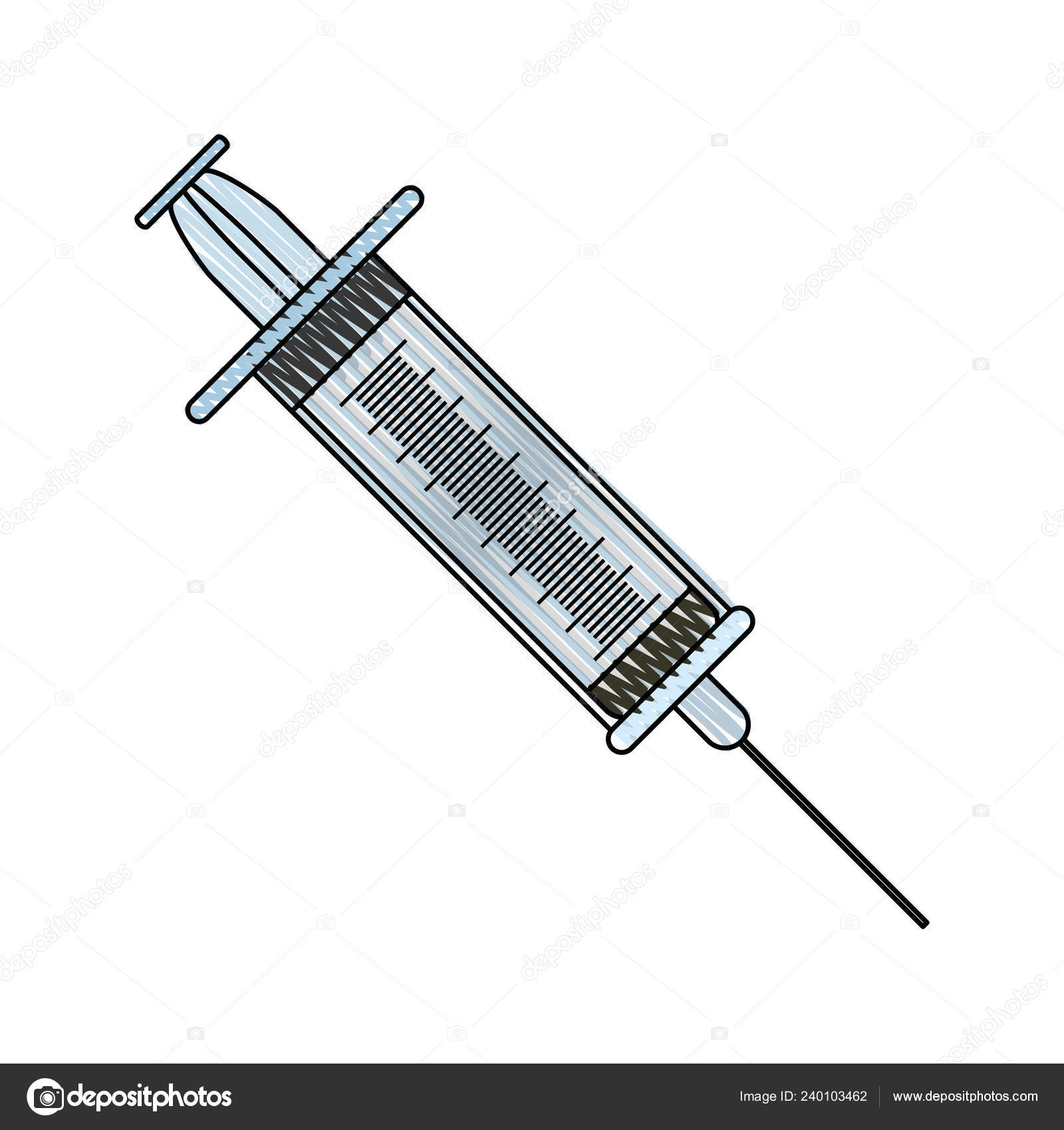 Doodle Medical Syringe Injection Health Treatment Vector Illustration ...