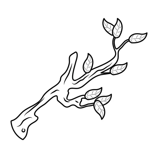 line nature tree branch with leaves design vector illustration - Stock ...