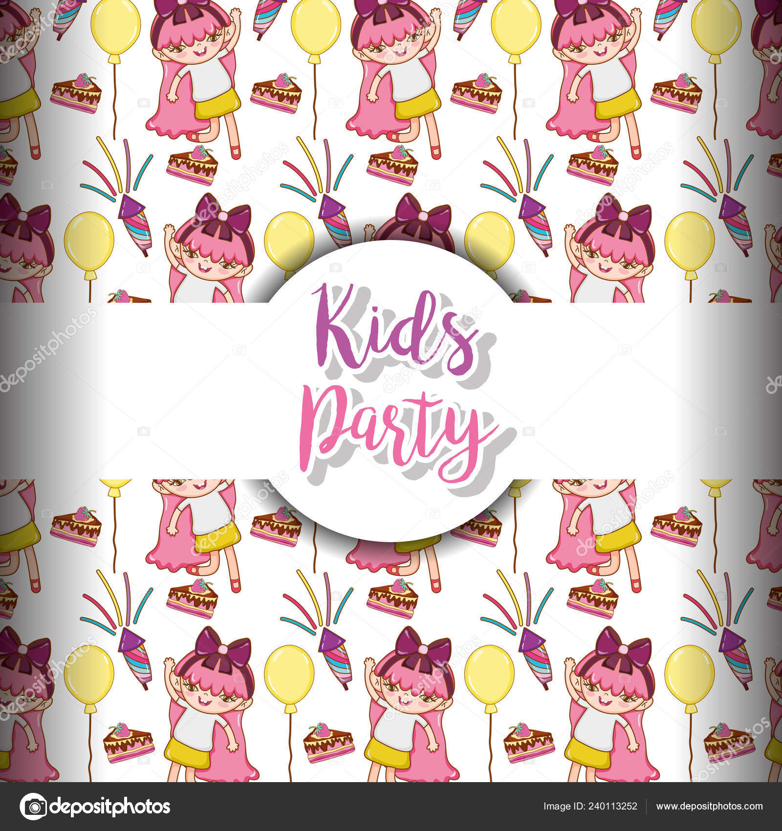 Kids Party Cartoons Pattern Background Vector Illustration Graphic ...