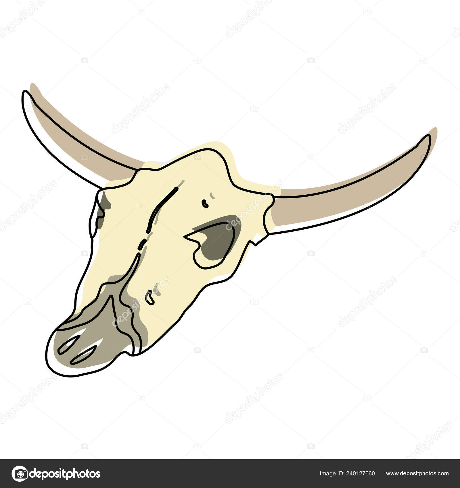 Moved Color Buffalo Animal Dead Skull Desert Vector Illustration Stock ...