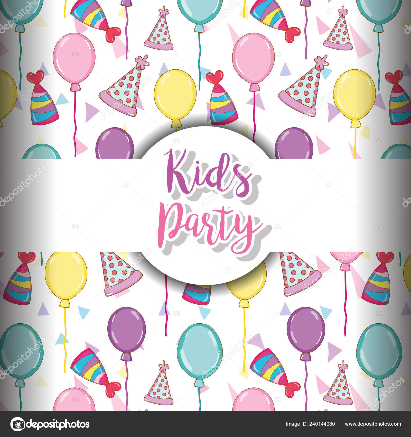 Kids Party Cartoons Pattern Background Vector Illustration Graphic ...