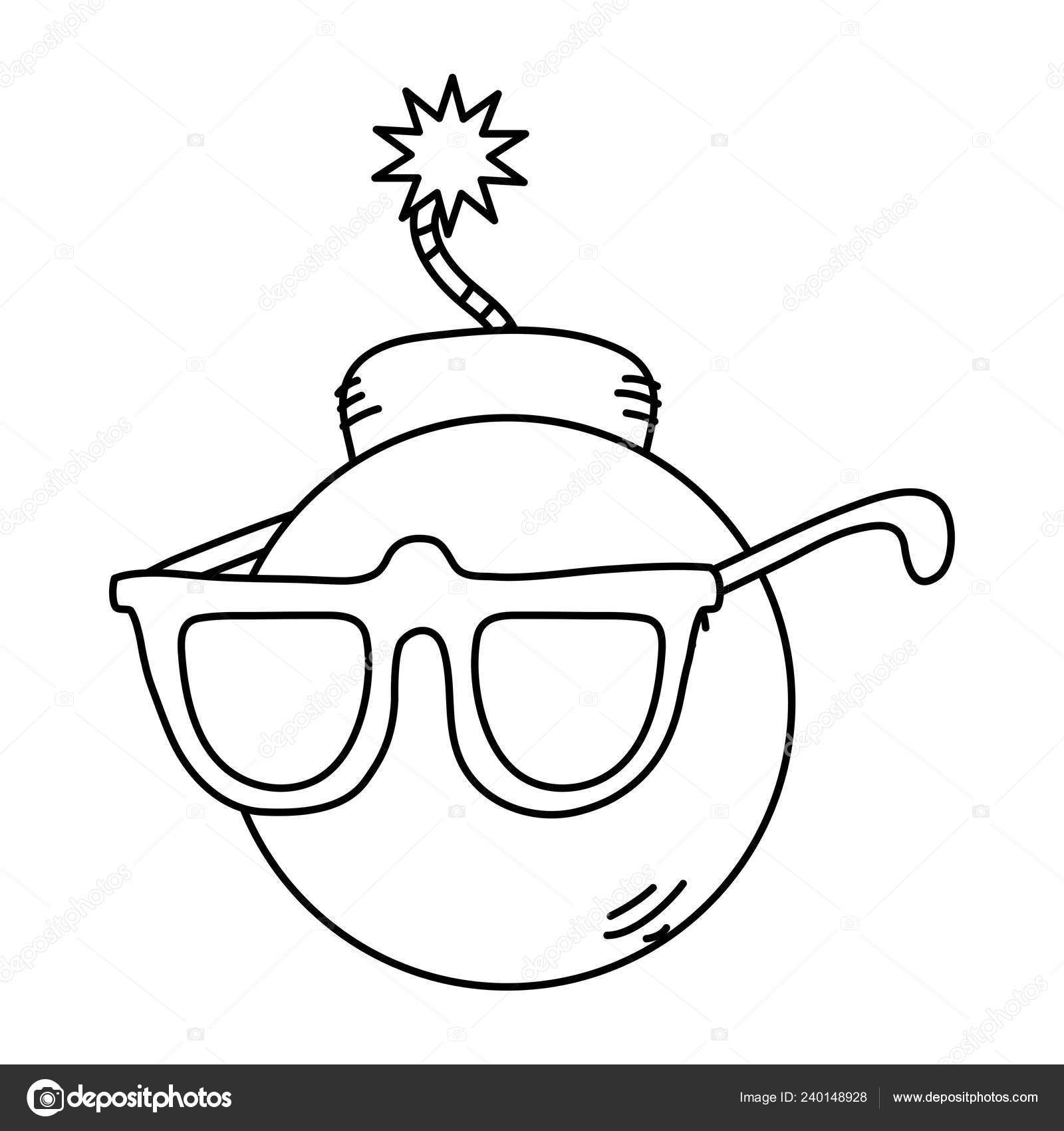 Line Pop Art Bomb Glasses Style Vector Illustration Stock Vector Image ...