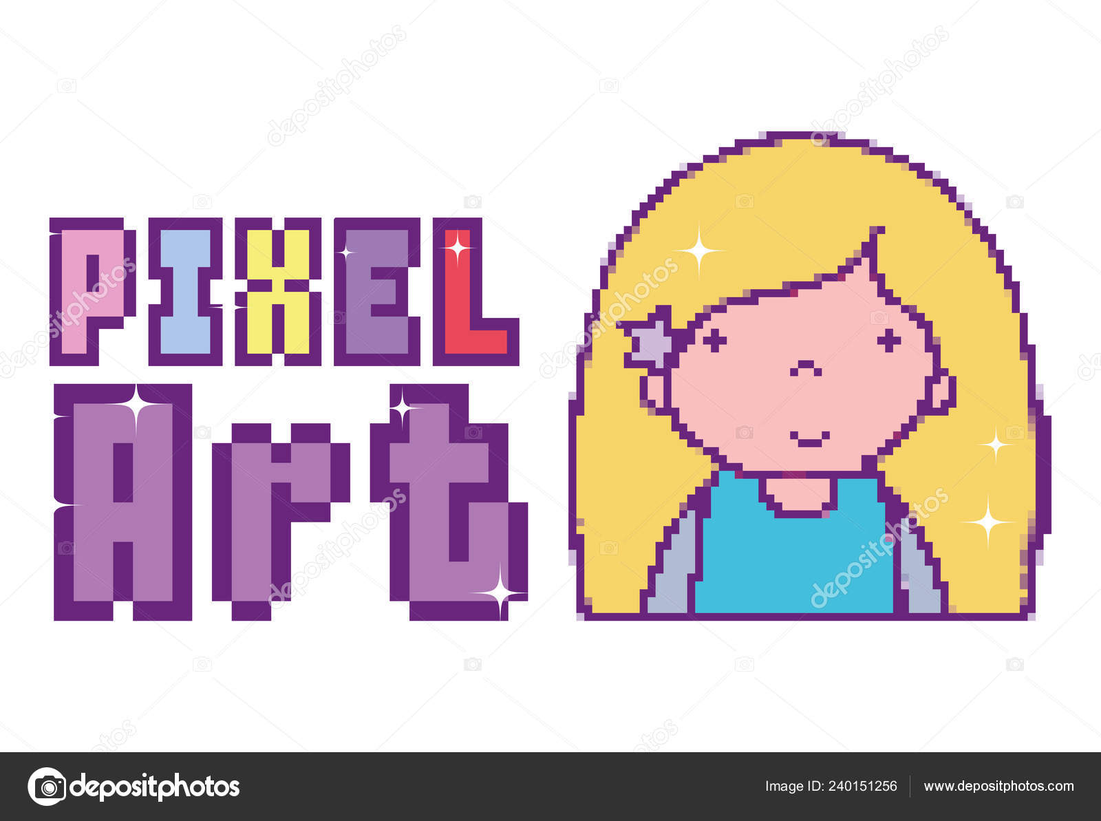 Pixel Art Cartoons Concept Vector Illustration Graphic Design Stock ...