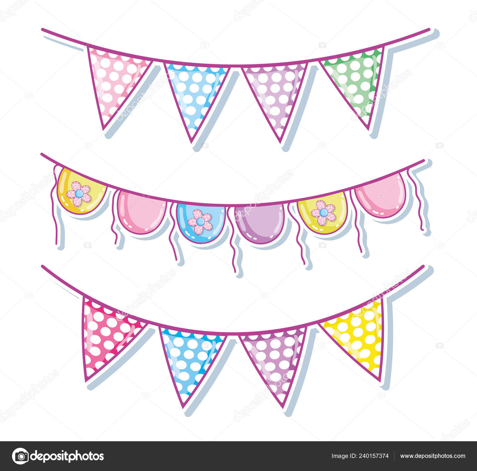Cute Pennants Cartoons Vector Illustration Graphic Design Stock Vector ...