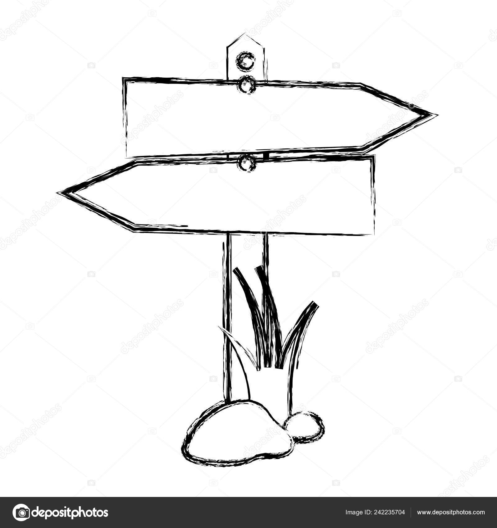 Grunge Wood Frames Road Notices Symbols Vector Illustration Stock ...